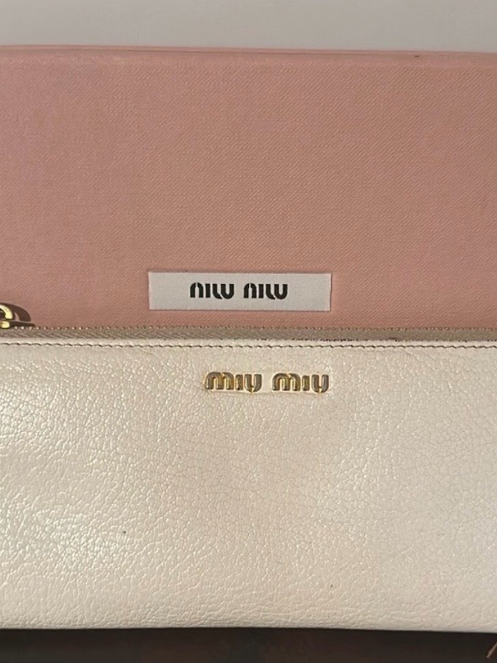 Miu Miu | Bags | Miu Miu Vintage Off White Leather 8 Inch Wallet With ...